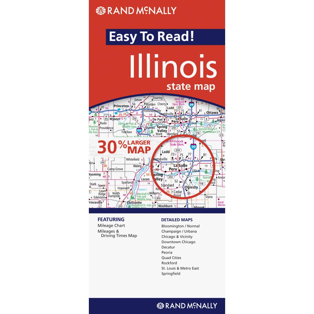 Illinois Map Rand McNally Easy to Read - Illinois Map Rand McNally Easy ...